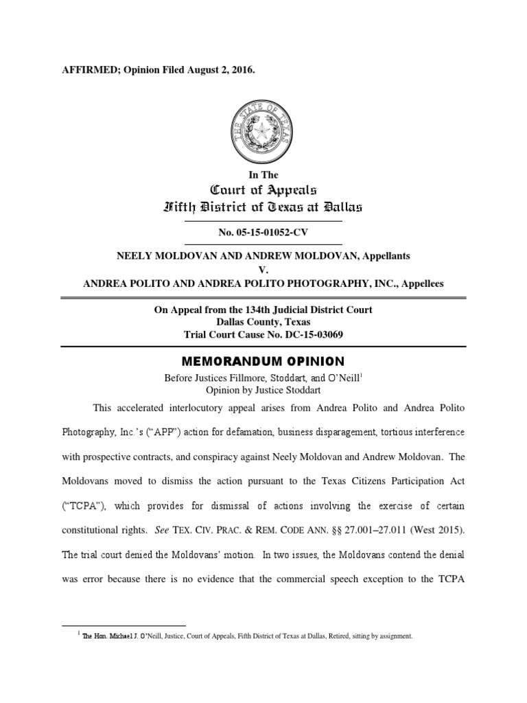 Neely Moldovan and Andrew Moldovan v. Andrea Polito and Andrea Polito ...