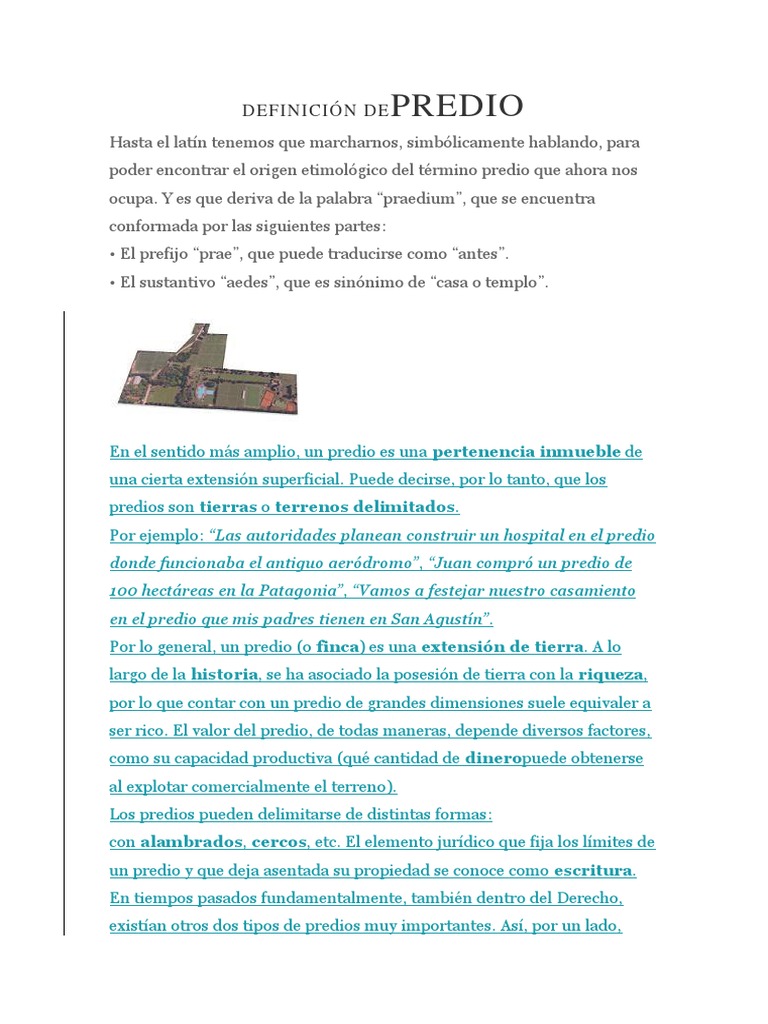Definición de Predio | PDF | Área rural | Tierra