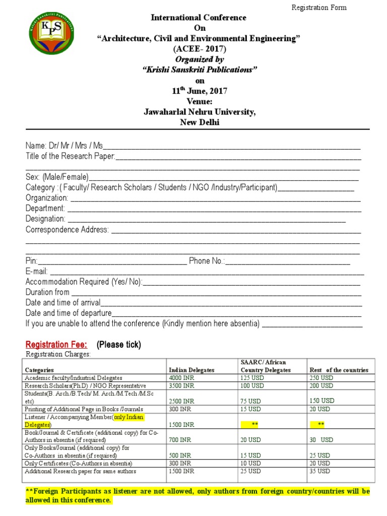 4registration Form (ACEE 2017) | PDF | Wire Transfer | Payments
