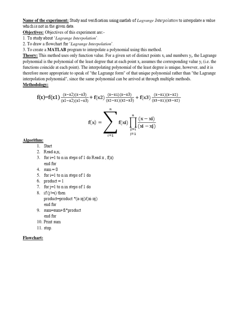 Lagrange Interpolation | PDF | Interpolation | Functions And Mappings