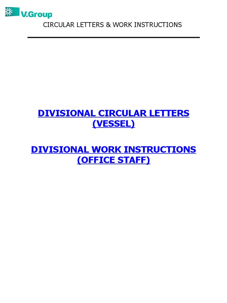 Divisional Circular Letters (Vessel) Divisional Work Instructions ...
