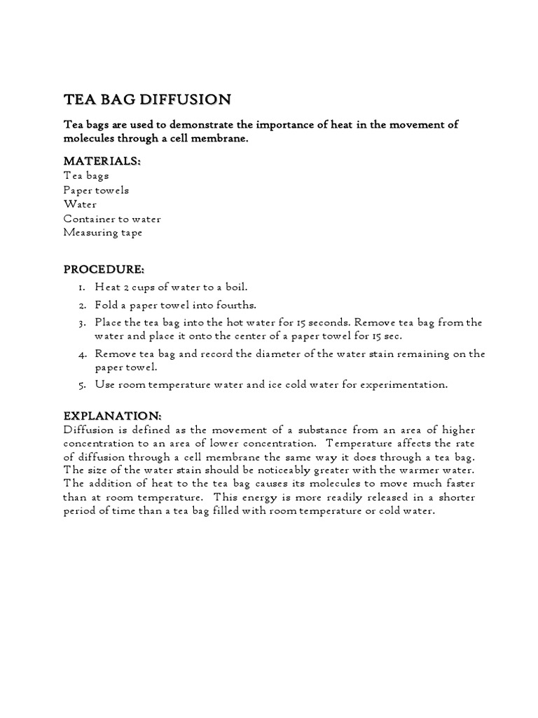 Tea Bag Diffusion | PDF