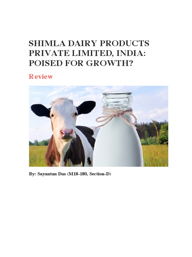 Case Study Shimla Dairy Pdf Dairy Milk