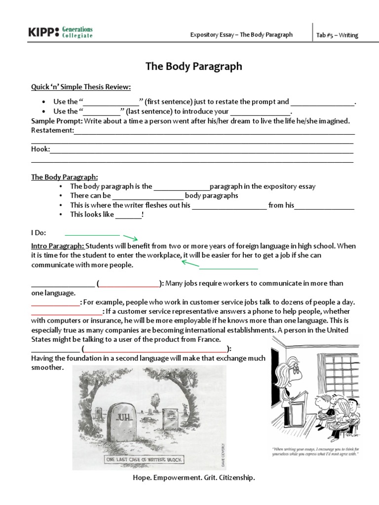 Tab #5 - Writing Expository Essay - The Body Paragraph | PDF ...