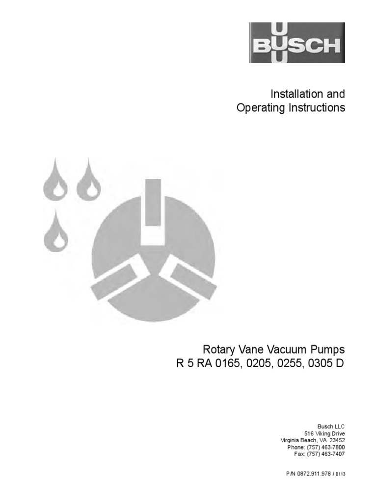 Busch R 5 RA 0165, 0205, 0255, 0305 D | PDF | Motor Oil | Pump