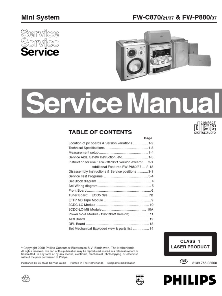 Fw880p Philips | PDF | Signal To Noise Ratio | Compact Cassette