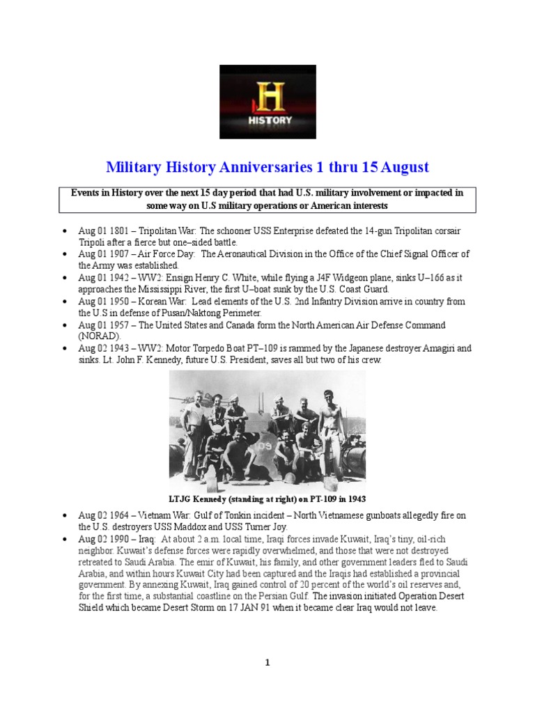 Military History Anniversaries 0801 Thru 081515 | PDF | World War II ...