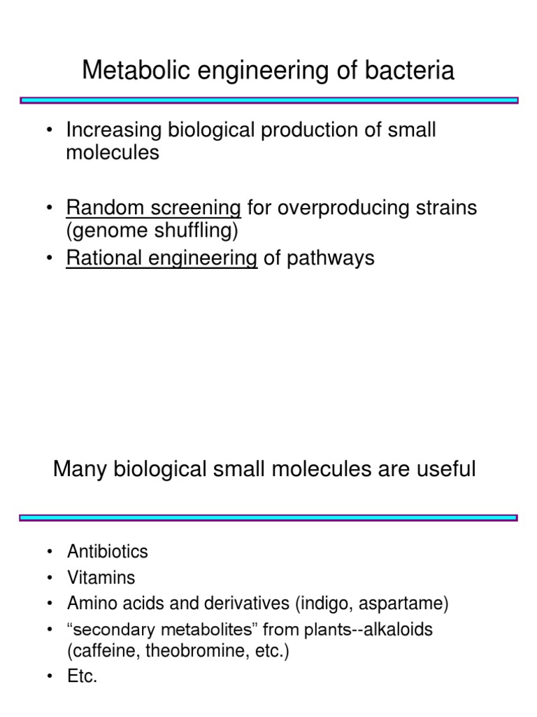 Metabolic Engineering of Bacteria | PDF | Plasmid | Transformation ...
