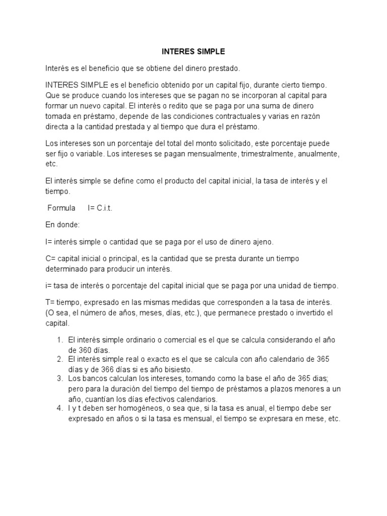 1 y 2. INTERES SIMPLE y Clases de Interes. | Descargar gratis PDF ...