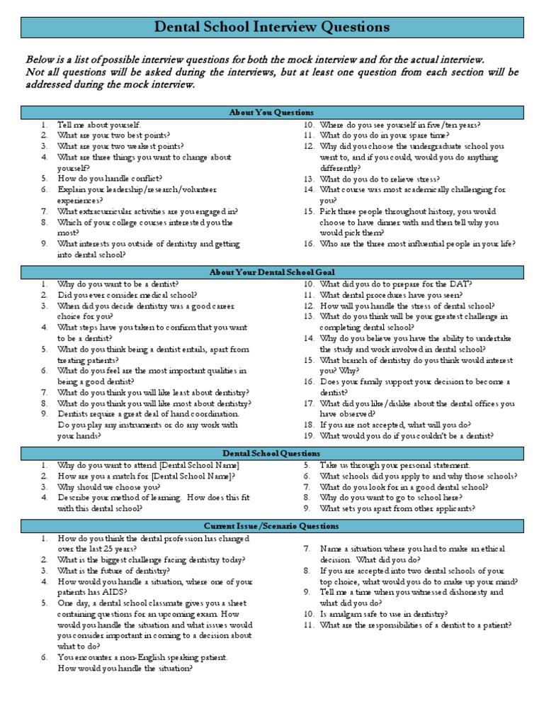 Dental Interview | PDF | Dentistry | Medicine