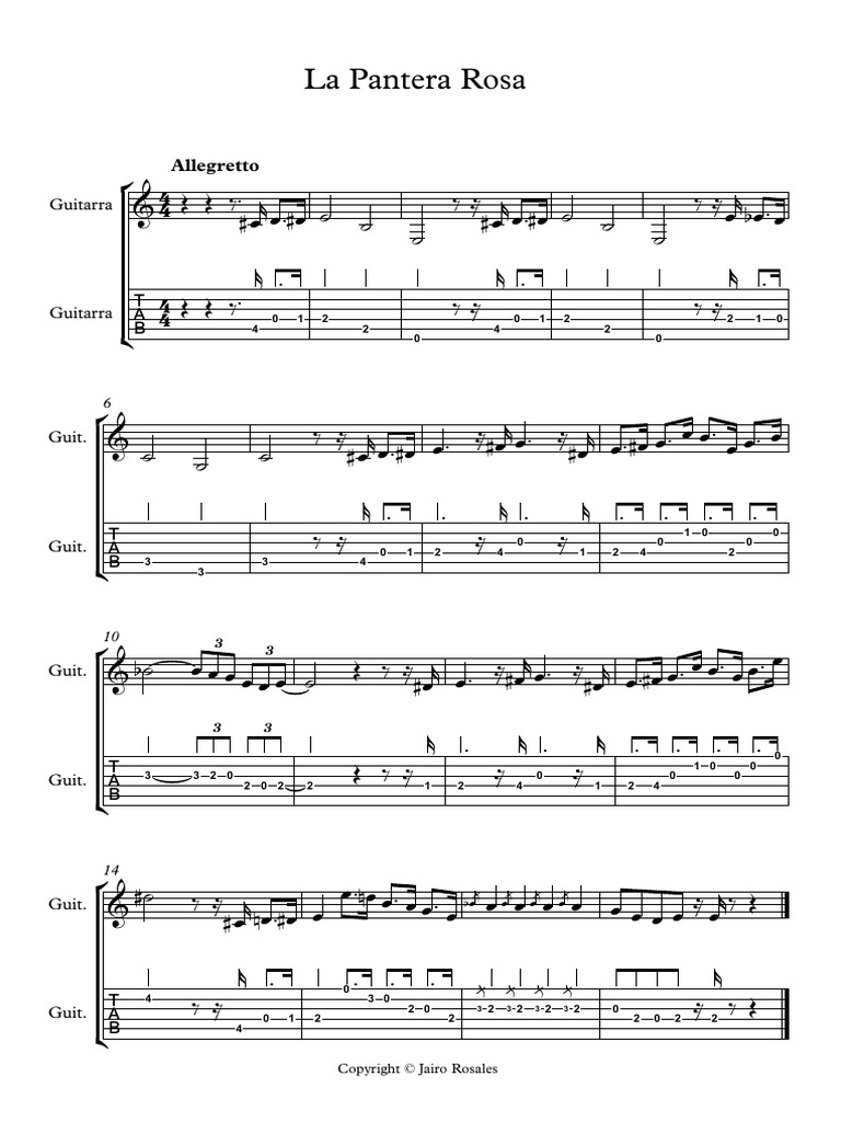 La Pantera Rosa - Partitura Y TAB | PDF