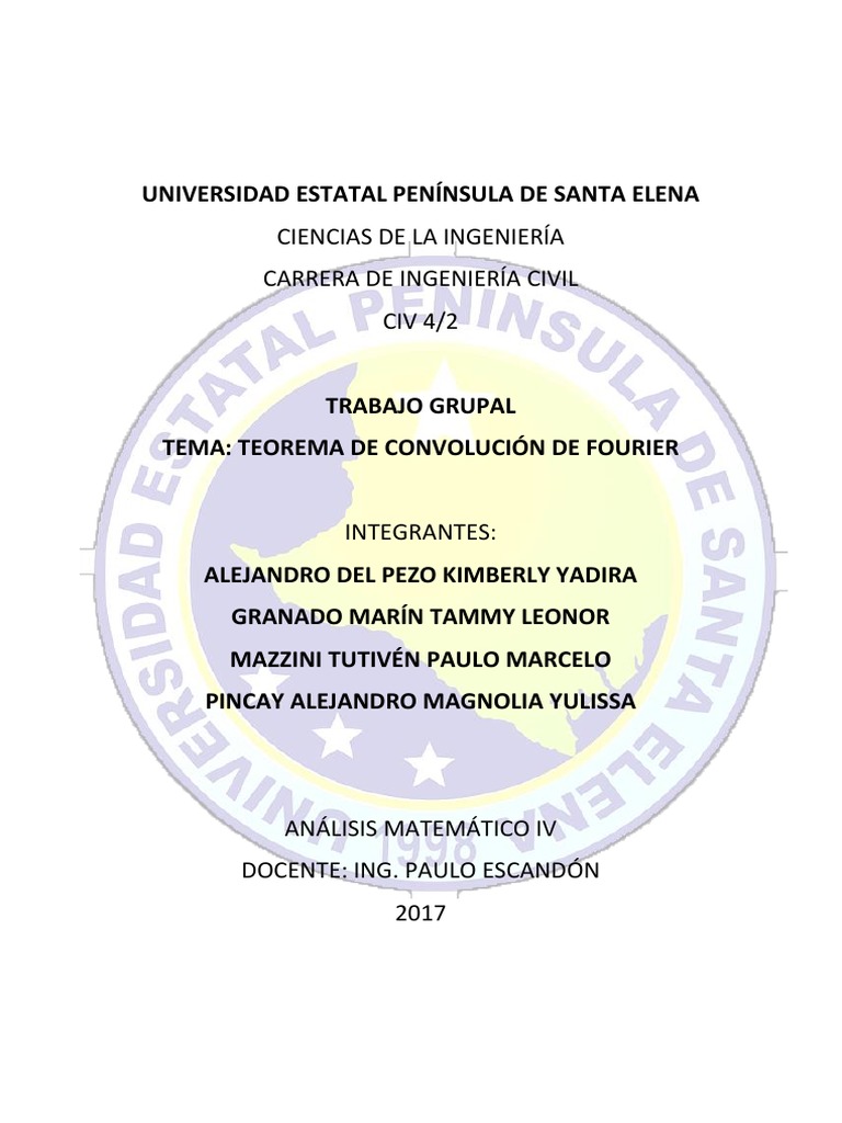 Teorema de Convolución de Fourier | PDF | Transformada de Fourier ...