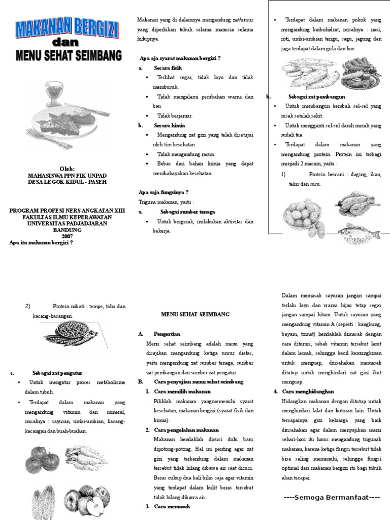 Leaflet Makanan Bergizi Dan Menu Seimbang | PDF