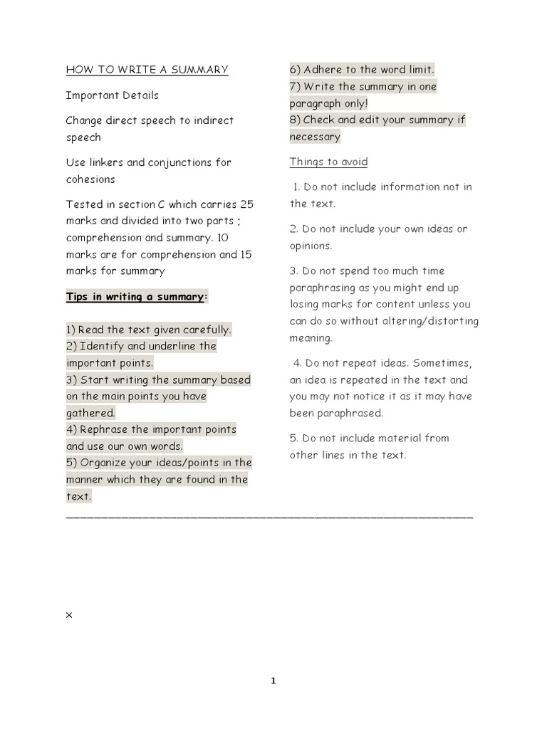 How To Write A Summary | PDF | Phrase | Sentence (Linguistics)