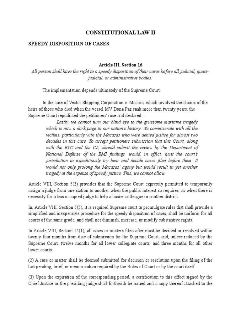 Speedy Disposition of Cases | PDF | Supreme Courts | United States ...
