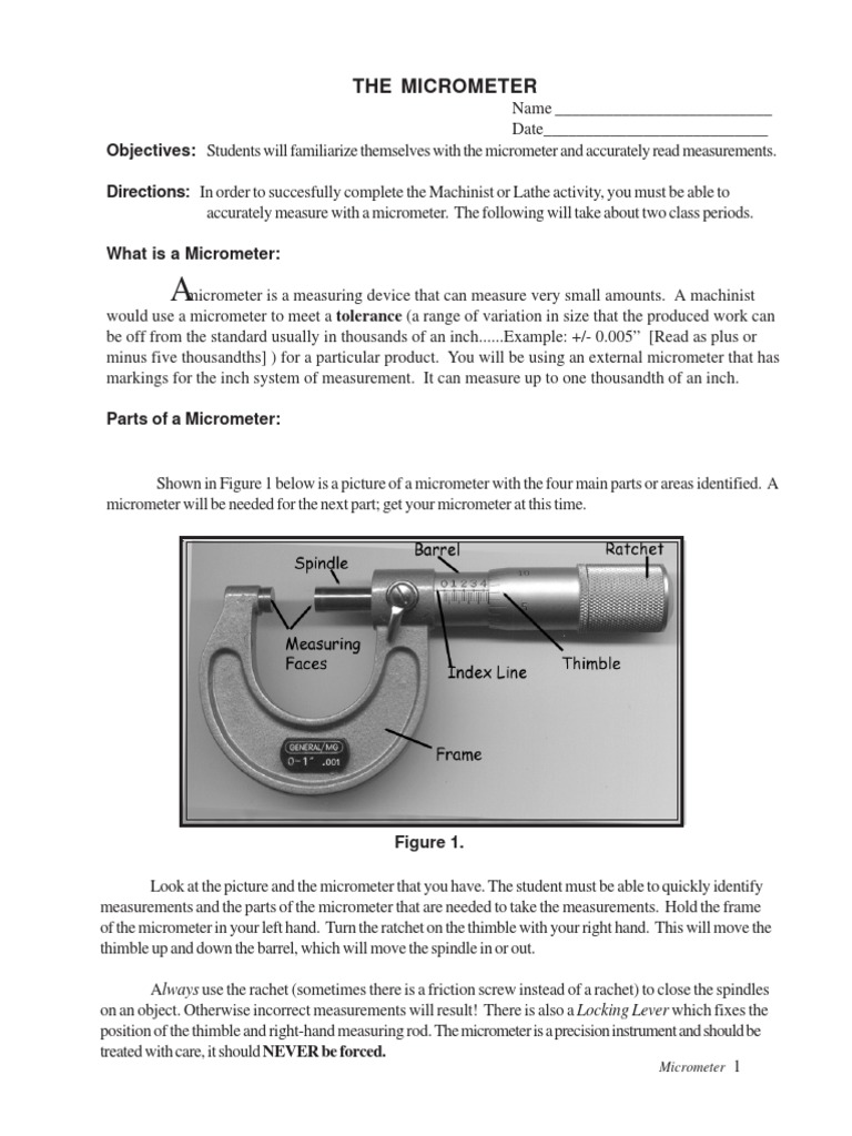 Measuring Accurately: An Introduction to Using the Micrometer | PDF ...