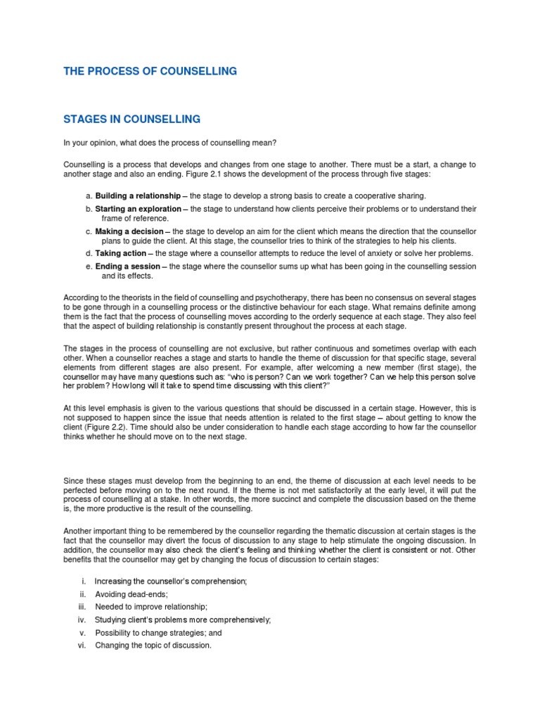 The Process of Counselling | PDF | Psychotherapy | Thought