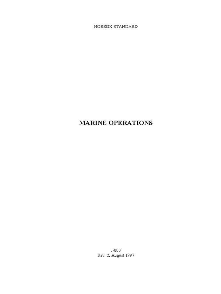 NORSOK J-003: Marine Operations Standards | PDF