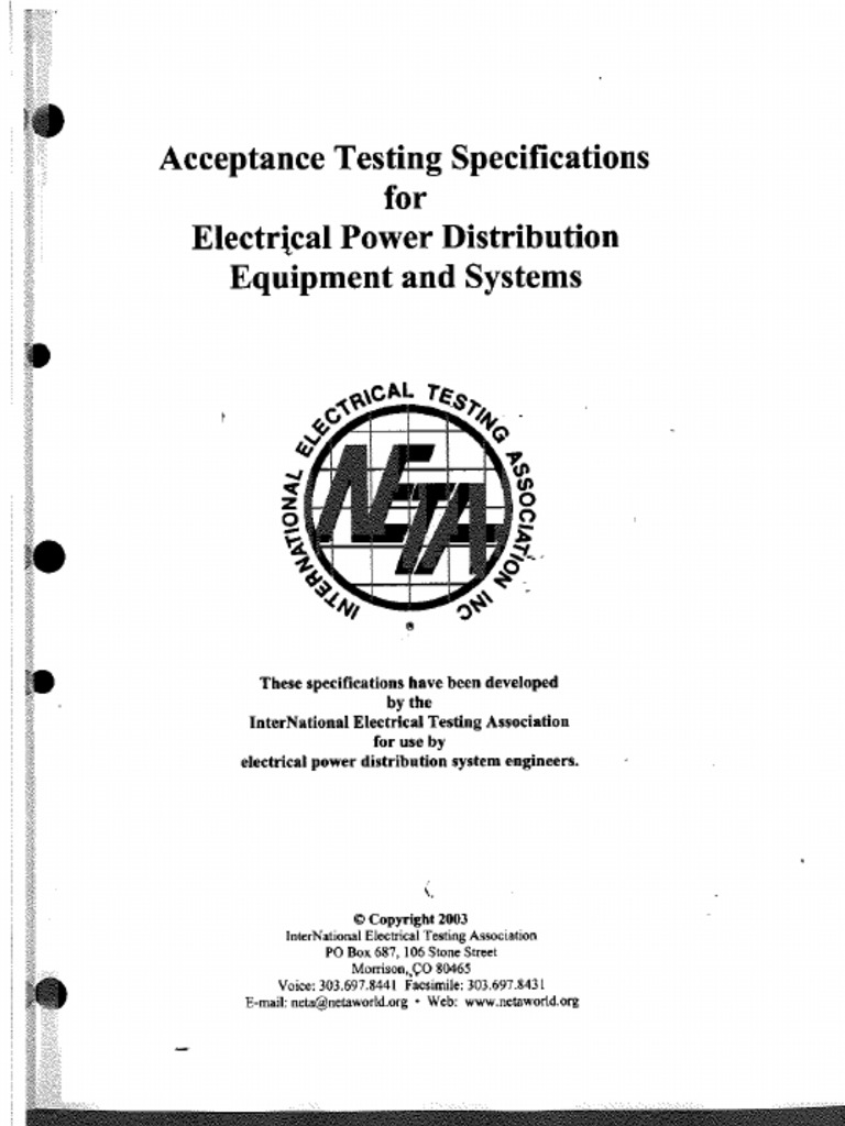 NETA - Acceptance Testing Spec For Electrical Power Dist Eqpt & Systems ...