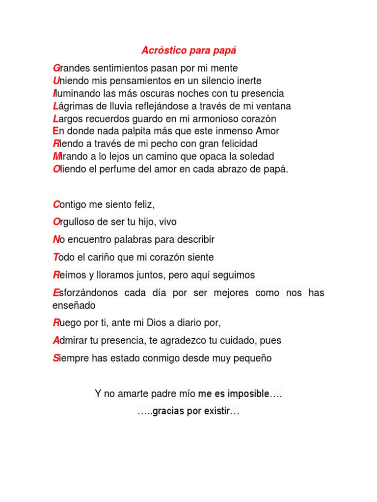 Acróstico para Papá | PDF