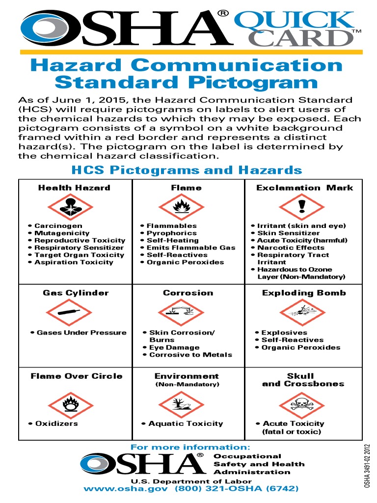 HCS Pictograms for Chemical Hazards | PDF | Occupational Safety And ...