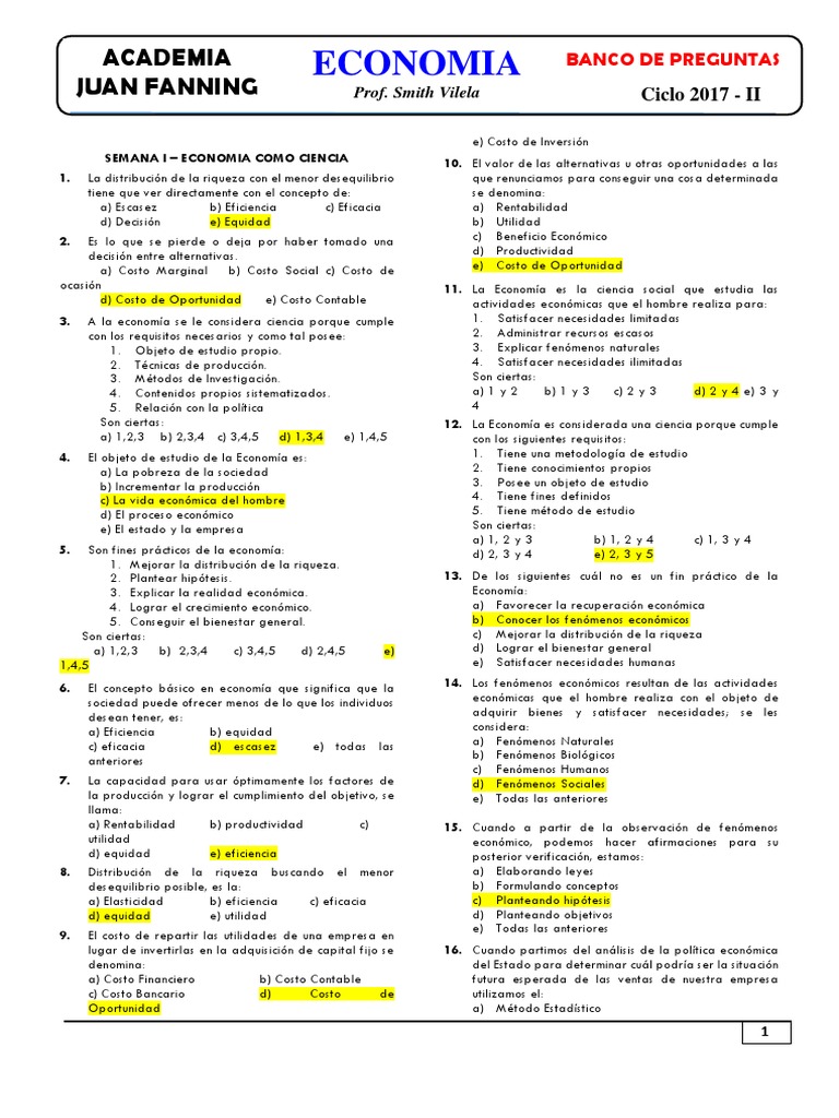 Banco de Preguntas Economia | PDF | Oferta (economía) | Monopolio