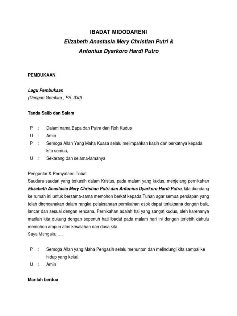 Teks Ibadat Midodareni | PDF