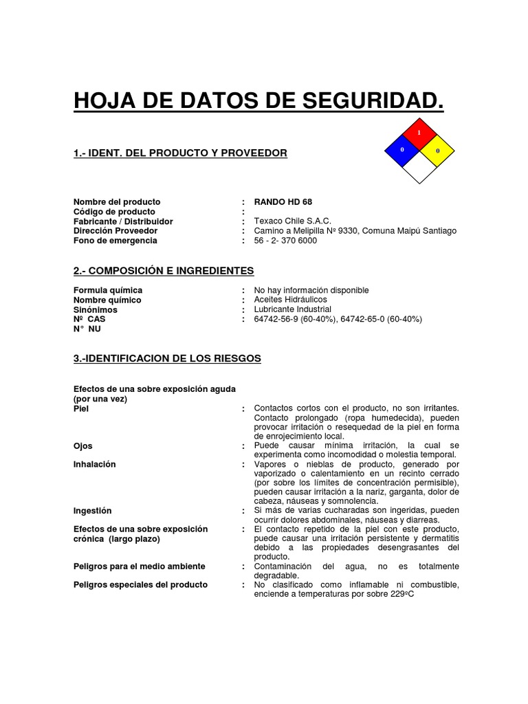 41289399-Aceite-Hidraulico-Rando-HD-68.pdf | Water | Waste