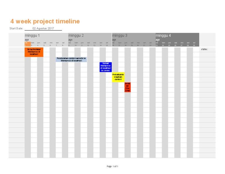 4 Week Project Timeline: Minggu 1 Minggu 2 Minggu 3 | PDF