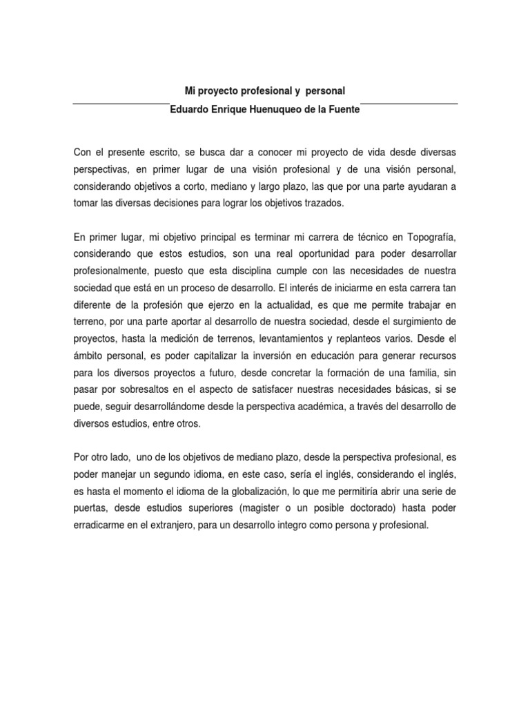 Mi Proyecto Profesional y Personal