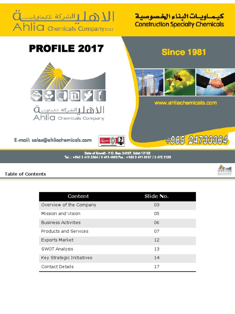 Ahlia Chemicals Company Overview 2017 | PDF | Research And Development ...