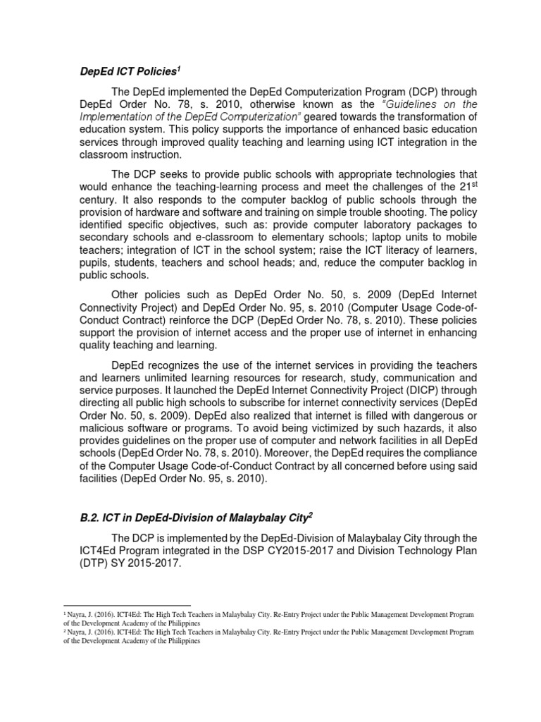 DepEd ICT Policies | PDF | Educational Technology | Internet