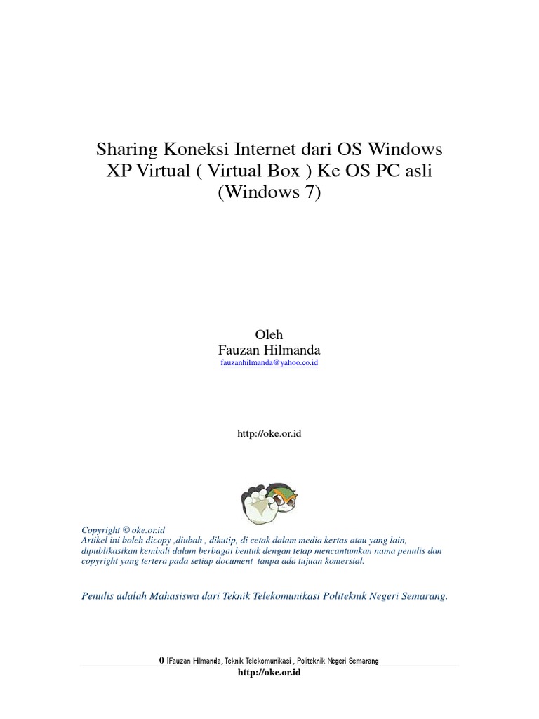 Sharing Koneksi Internet Dari OS Windows XP Virtual Virtual Box Ke OS ...
