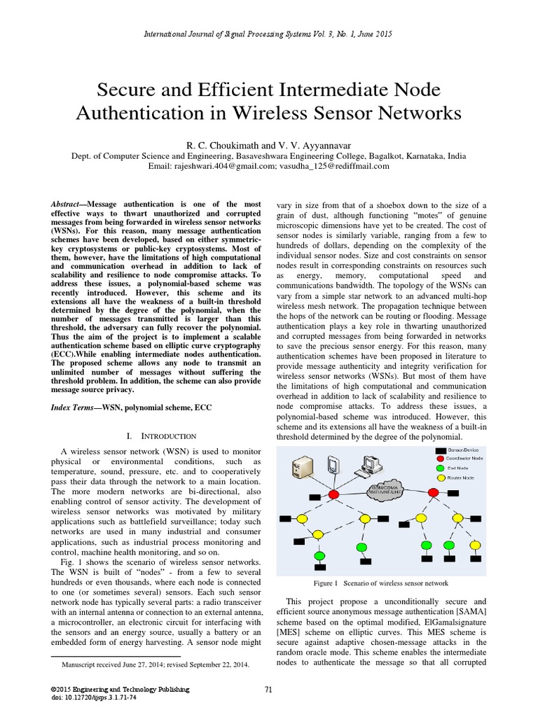Secure And Efficient Intermediate Node Authentication In Wireless Sensor Networks Pdf