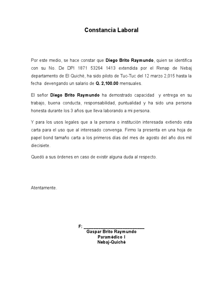 Constancia Laboral | PDF