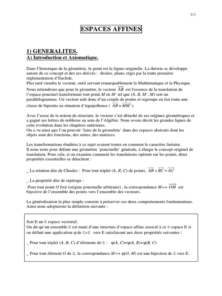 Introduction aux Espaces Affines | PDF | Orthogonalité | Espace euclidien