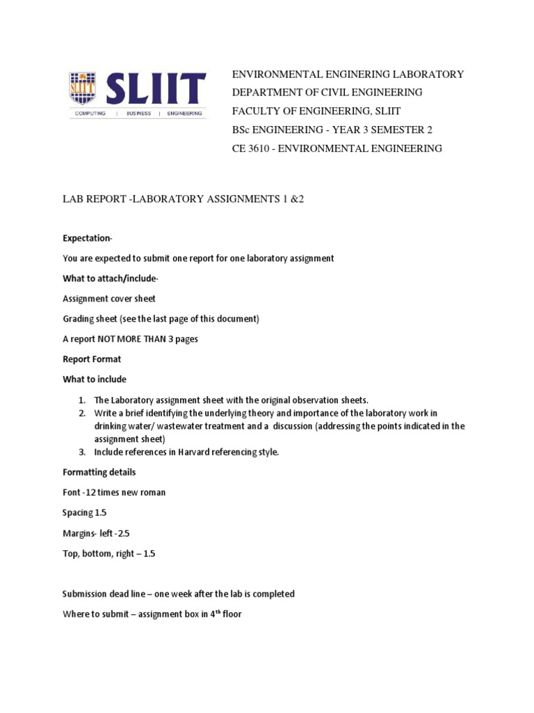 Laboratory Report on Water and Wastewater Treatment: Analysis of ...