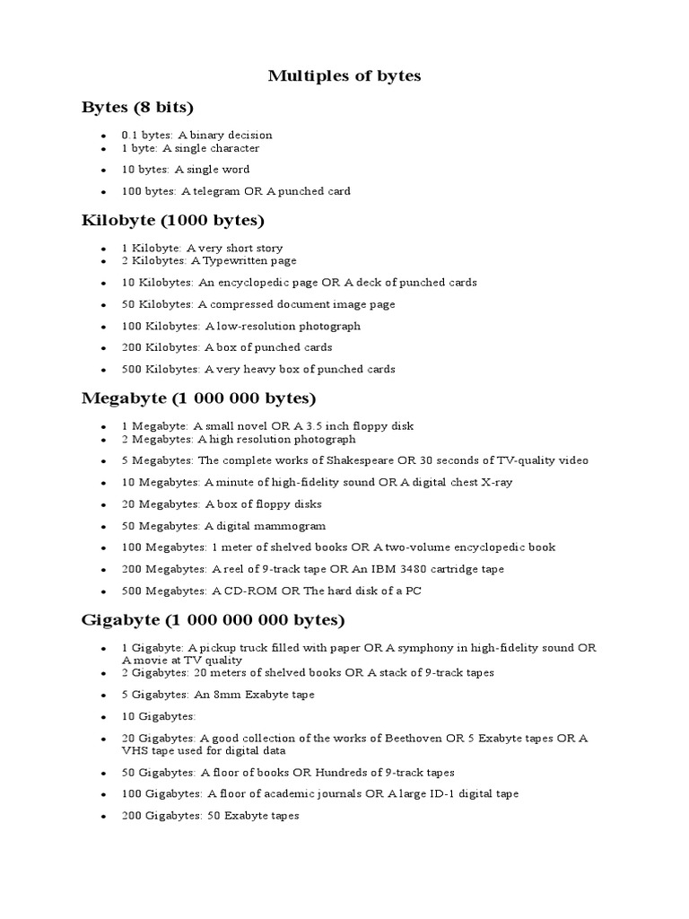 Bytes | PDF | Units Of Measurement | Computer Data