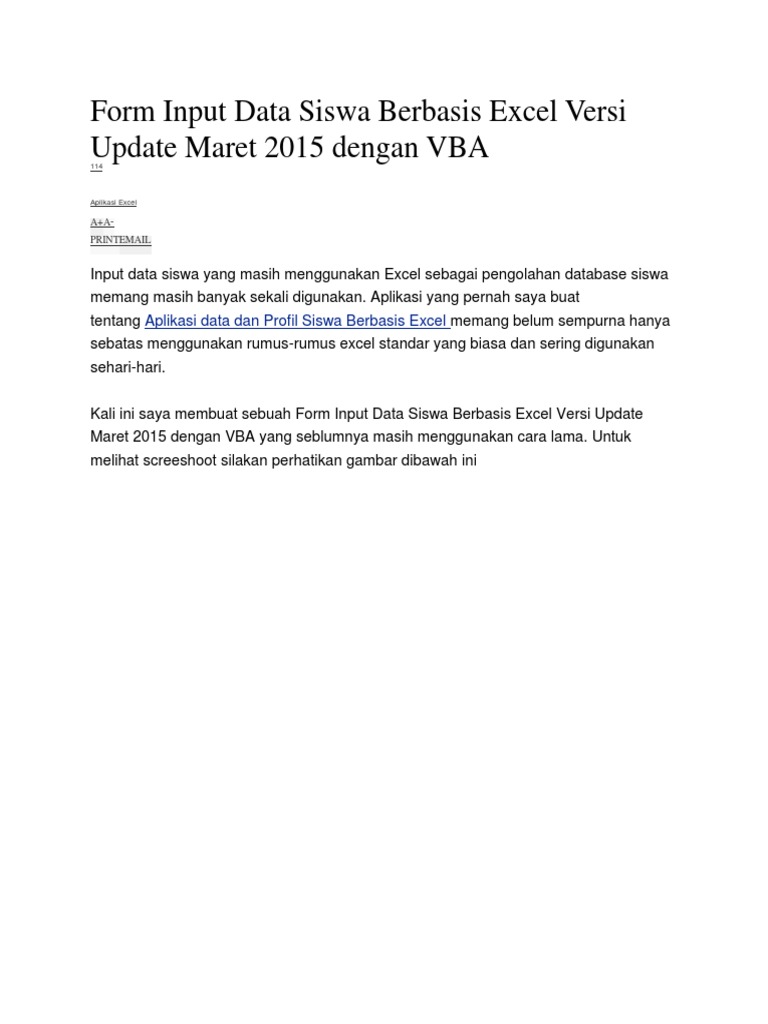 Form Input Data Siswa Berbasis Excel VBA | PDF