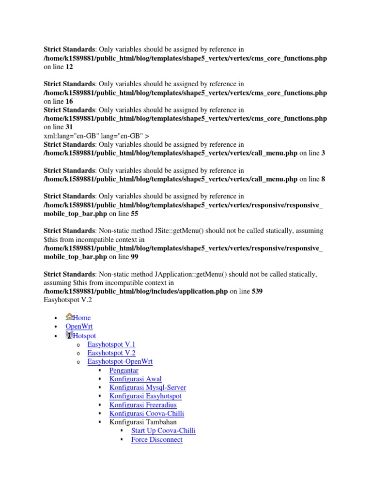 PHP Strict Standards Errors Log File | PDF | Radius | Web Server