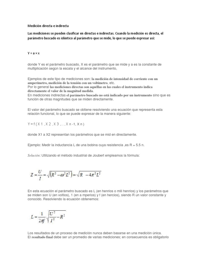 Medición Directa e Indirecta | PDF | Medición | Método científico