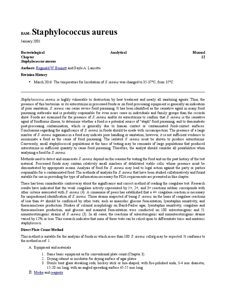 BAM - S.aureus | Download Free PDF | Staphylococcus Aureus | Foodborne Illness