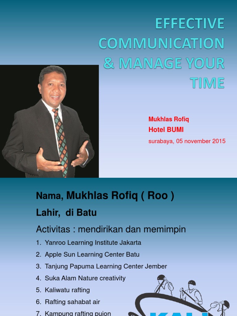 Effective Communication & Manage Your Time Hotel Bumi | PDF