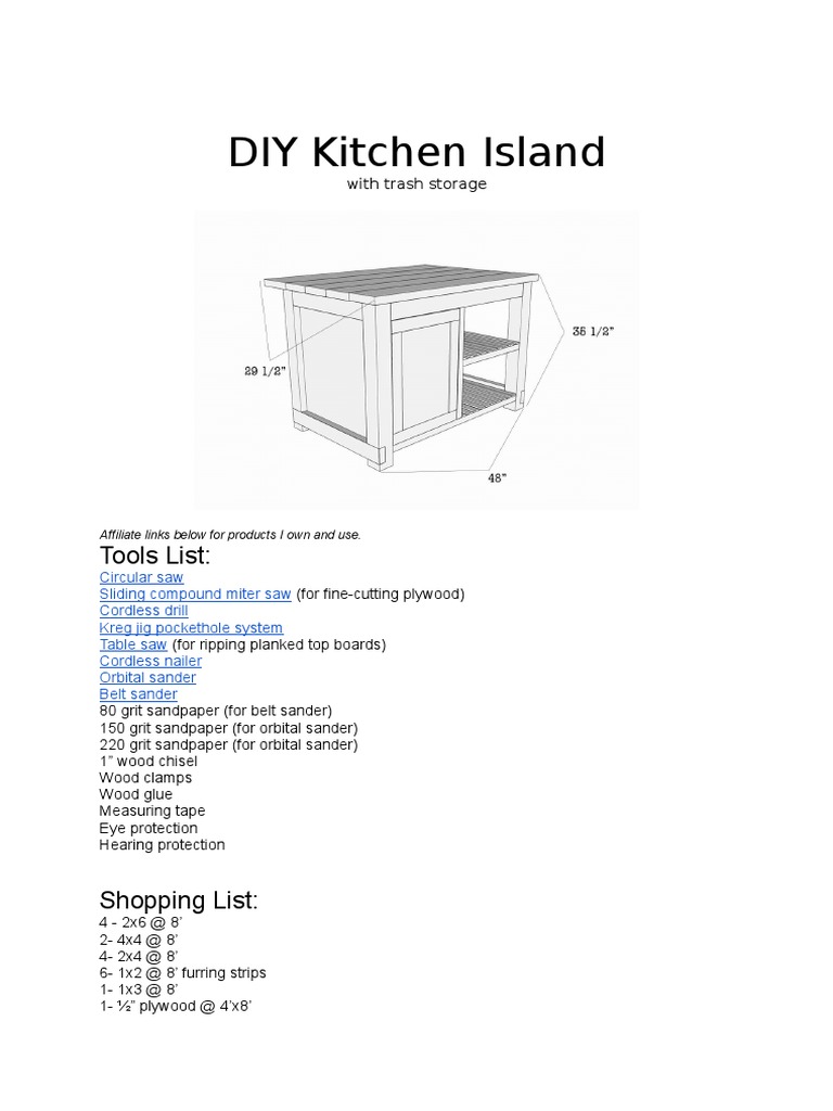 DIY Kitchen Island: Tools List | PDF | Drill | Tools