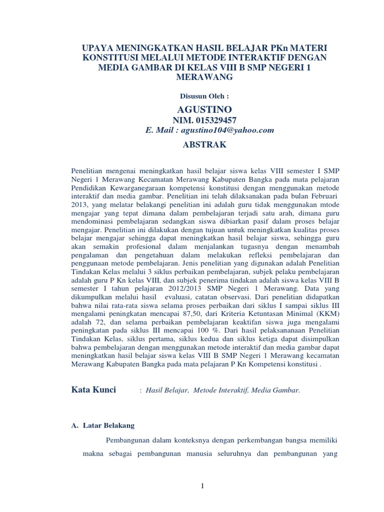 Contoh KARIL 1 - UT PGSD - PDGK4506 | PDF