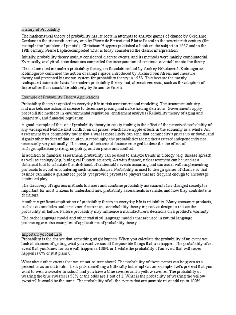 History of Probability | PDF | Probability Theory | Probability