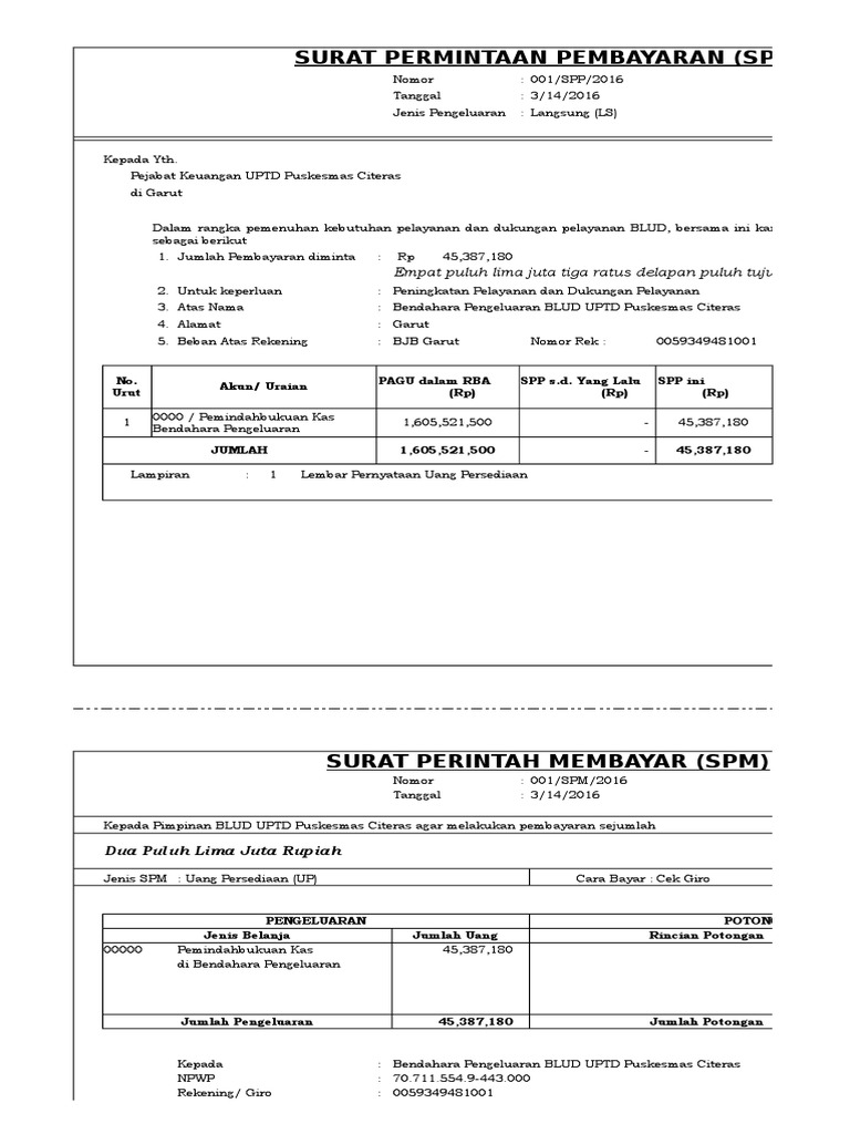 SPP, SPM, Sp2d Maret | PDF