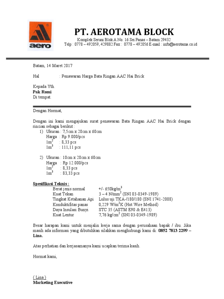 Penawaran Hai Brick - Pak Romi PDF | PDF | Teknologi & Rekayasa