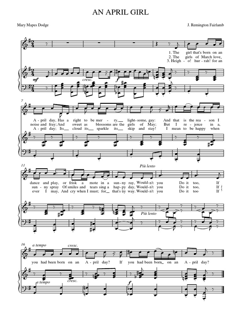 An April Girl (G) | PDF | Poetics | Performing Arts