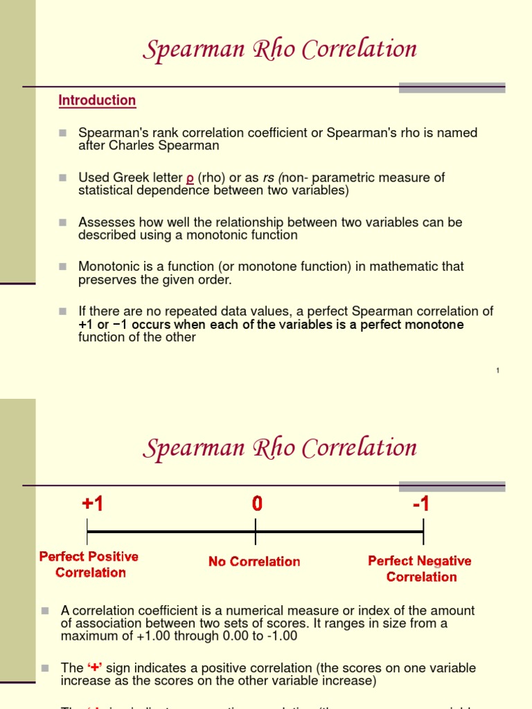 Understanding Spearman's Rho Correlation | PDF | Spearman's Rank ...